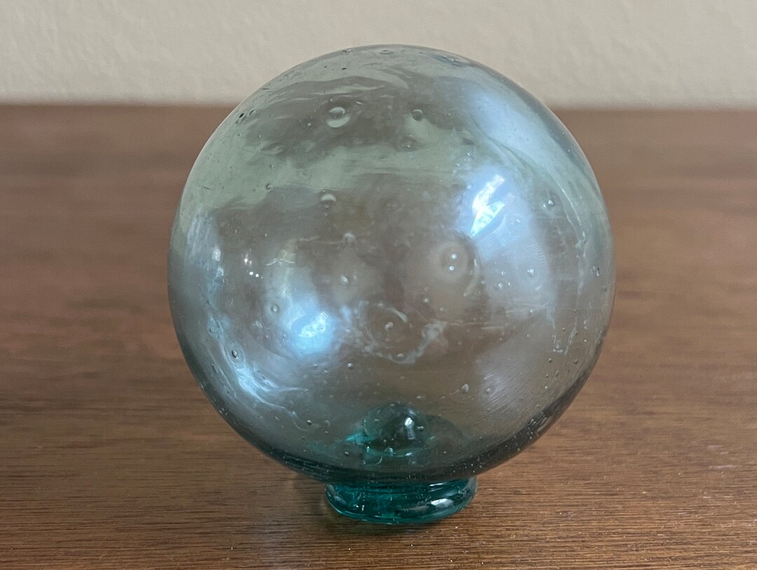 Vintage Blue Glass Orb Decorative Glass Float Fishing Buoy Ball Blue ...