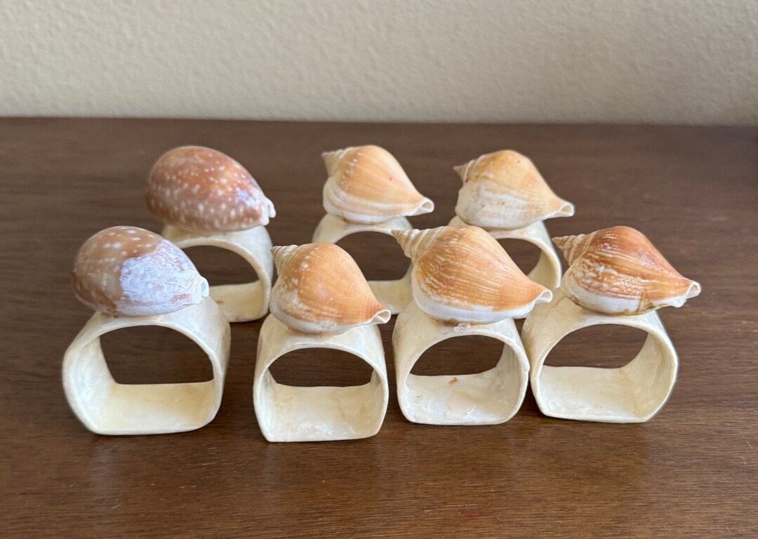 8 Seashell and Mother of Pearl, Napkin Ring Holders, Seashell Napkin Ring Holders, Shell Napkin ...