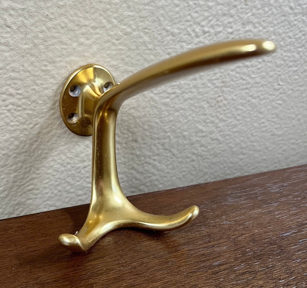 Vintage Aluminum Wall Mount Hook, Gold Wall Hook, Gold Aluminum Hook ...