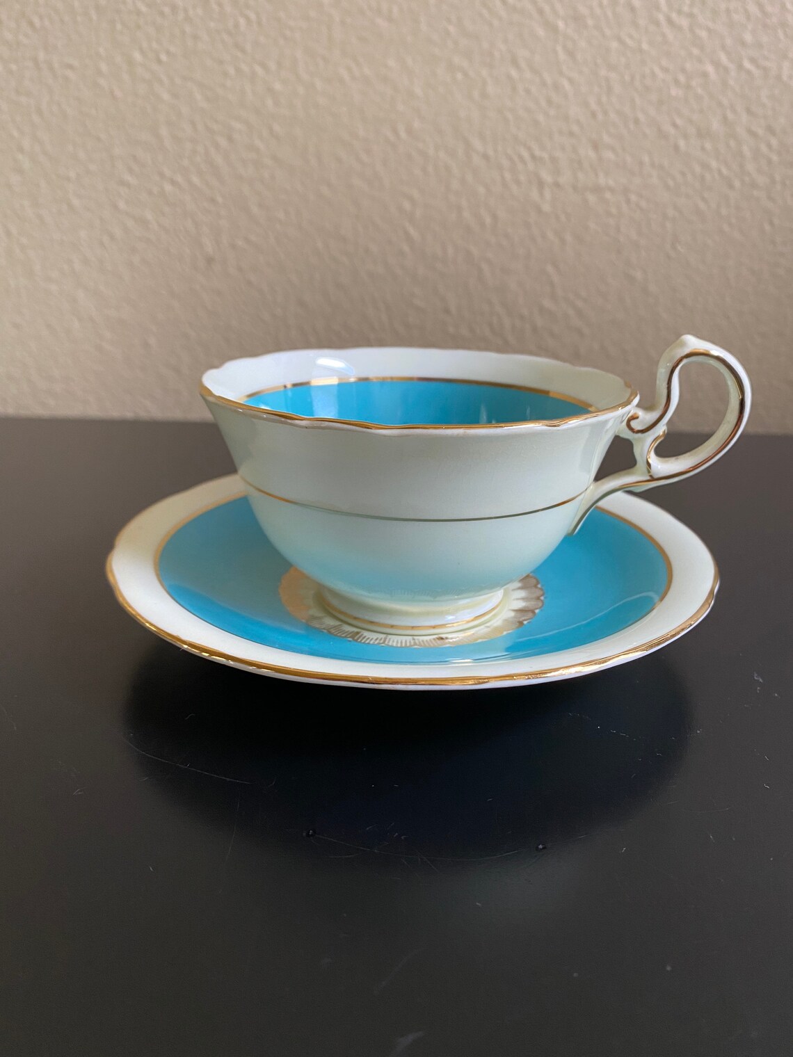 Vintage AYNSLEY Blue with Floral Design Bone China Teacup and | Etsy