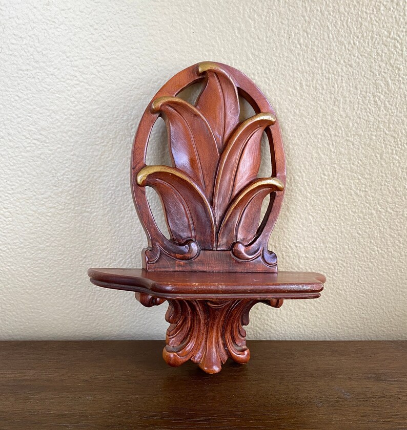 Vintage Stained Wood Wall Shelf Bracket Small Wall Mount Wall - Etsy