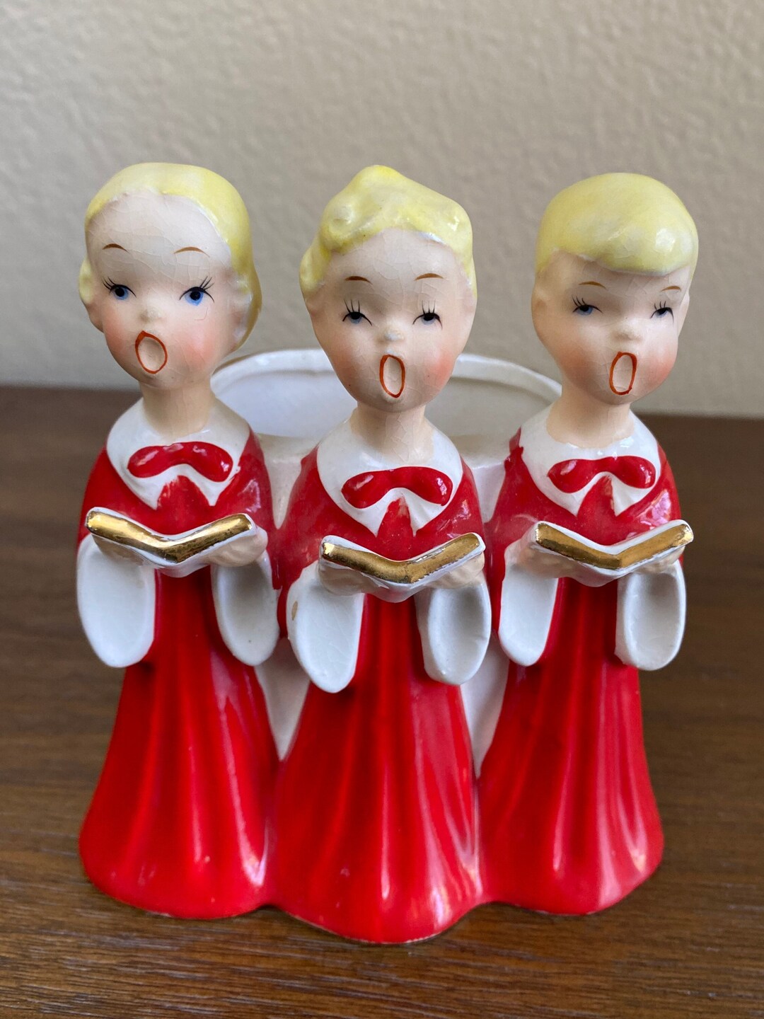 Vintage HTF Japan Christmas Carolers Choir Boy Girl Planter, Christmas ...
