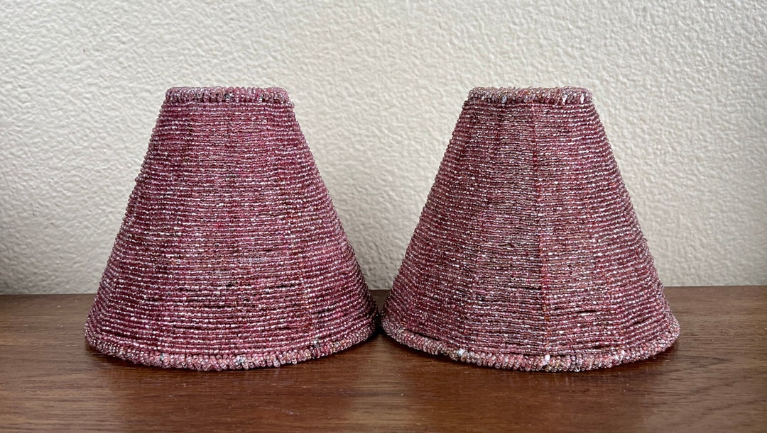 Vintage Pink Bead Shade, Vintage Beaded Shade, Light Shade, Decorative ...
