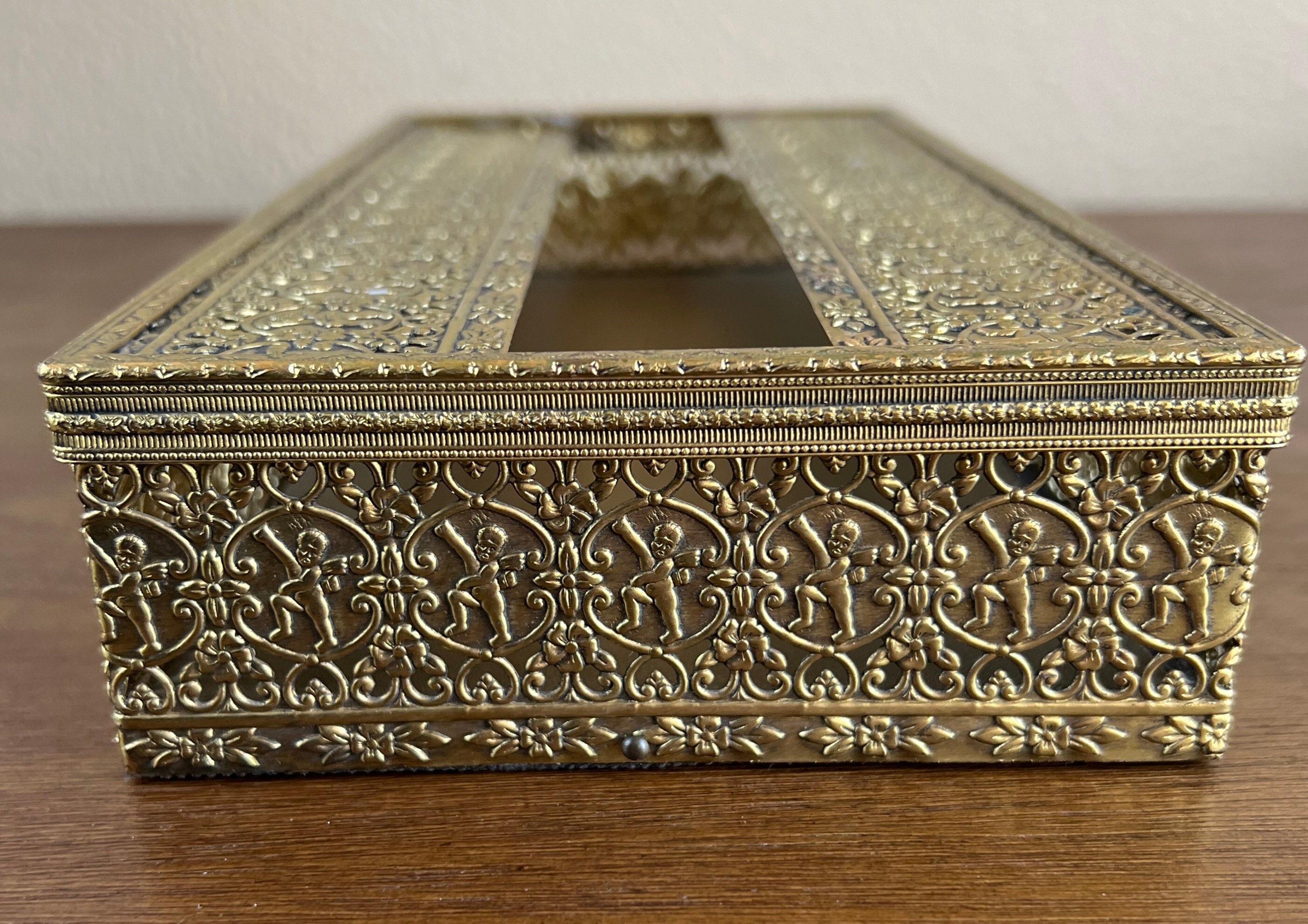 Vintage 1960s Gold Filigree Tissue Holder Box Cover With - Etsy