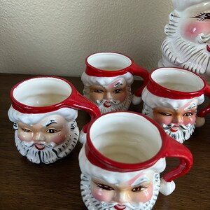 Vintage Napco Santa Pitcher 8 Mug Set, Vintage Christmas, Vintage Santa ...