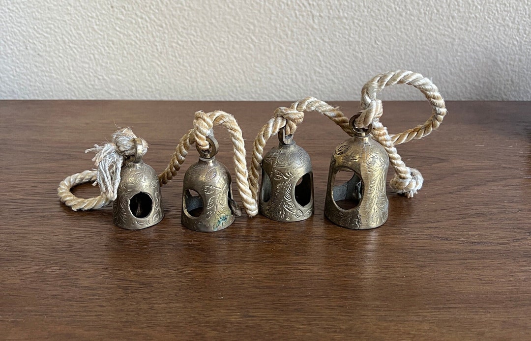 Vintage Brass Jingle Bells, 4 Brass Jingle Bells on a String, Jingle ...