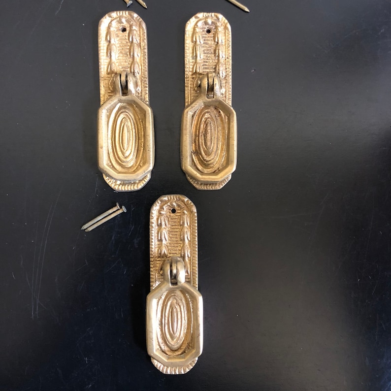 Antique Brass Drop Handle Drawer Pulls, Brass Drawer Pulls, Drawer ...