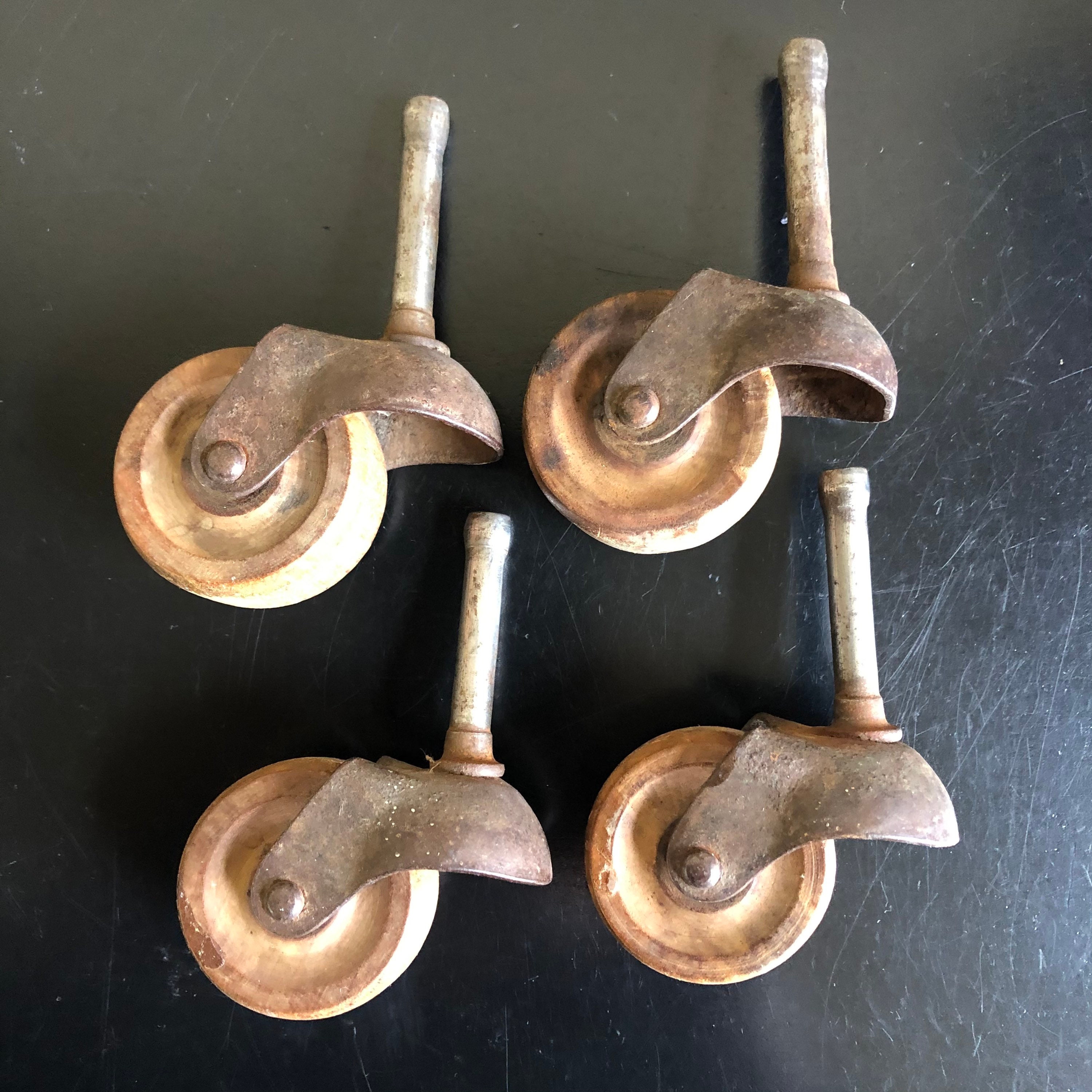 Wood Casters Vintage Wood Wheel and Metal Casters Old Casters Salvage ...