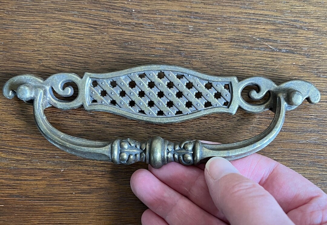 Large Vintage Brass Stationary Handle Drawer Pull, Drawer Handle ...