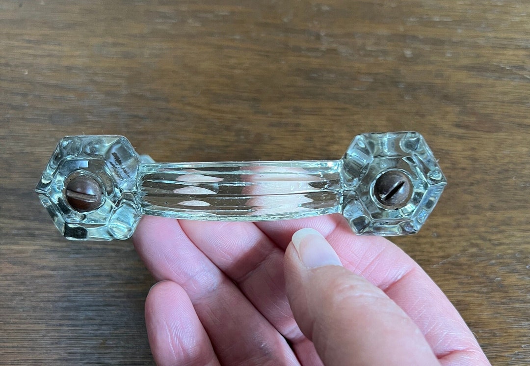 Vintage Clear Glass Drawer Handle, Clear Glass Drawer Pull, Vintage ...