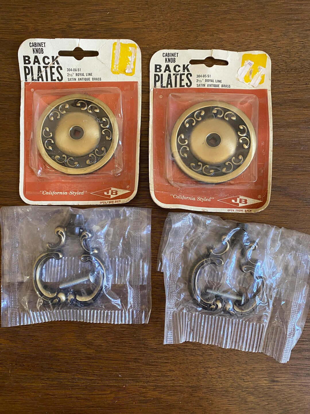 Vintage Brass Drop Loop Pull With Backplates Vintage Drawer - Etsy