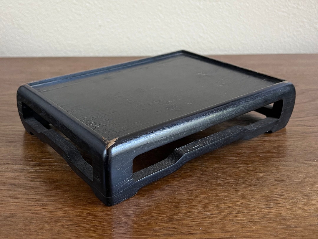 Vintage Black Wooden Ginger Jar Stand, Rectangle Ginger Jar Stand ...