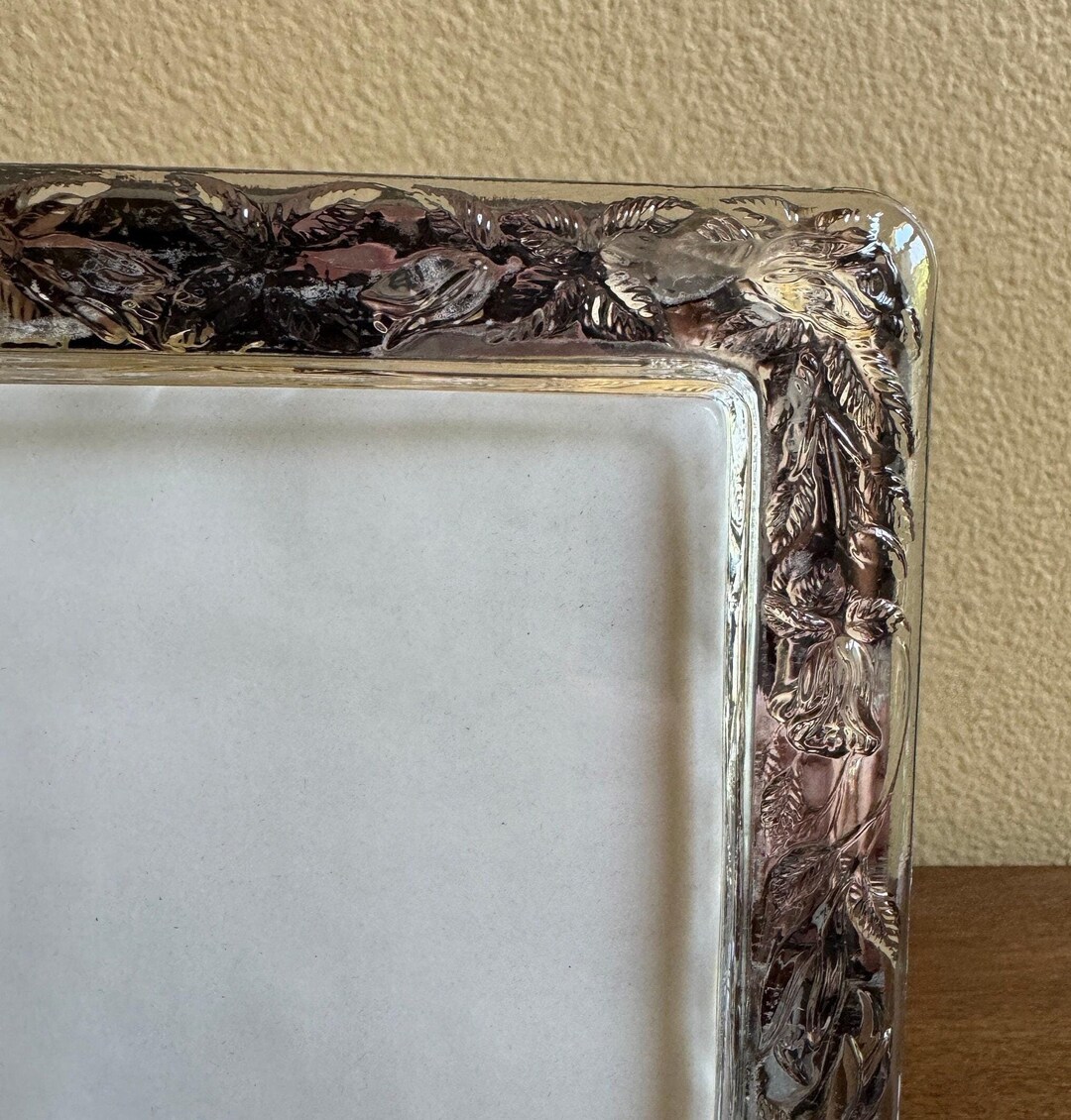 Vintage Clear Crystal Glass Photo Frame, Flower Glass Frame, Glass ...