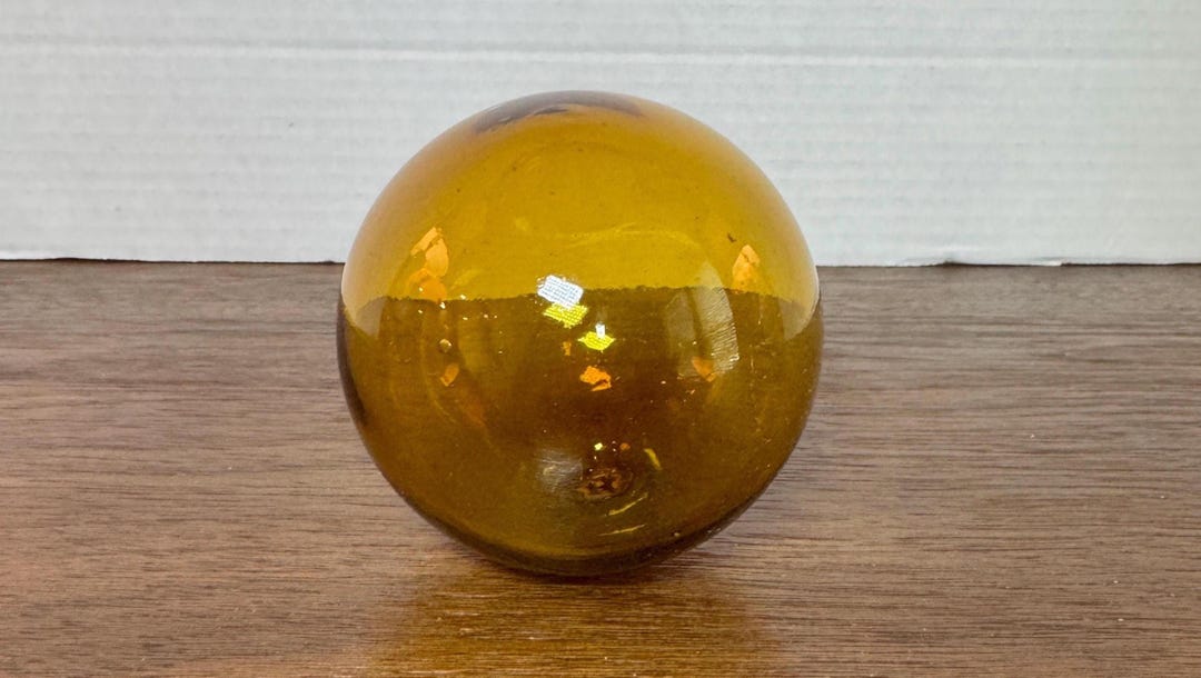 Vintage Amber Blown Glass Orb Decorative Glass Buoy Ball Amber Glass ...