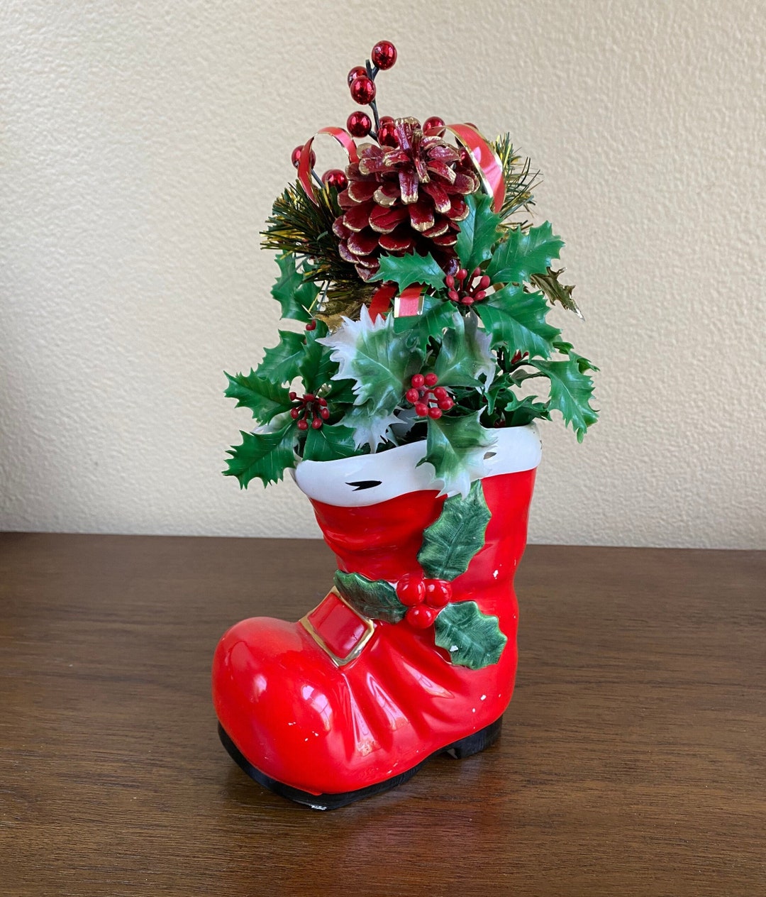 Vintage Lefton Santa Boot Planter, Holiday Decor - Etsy