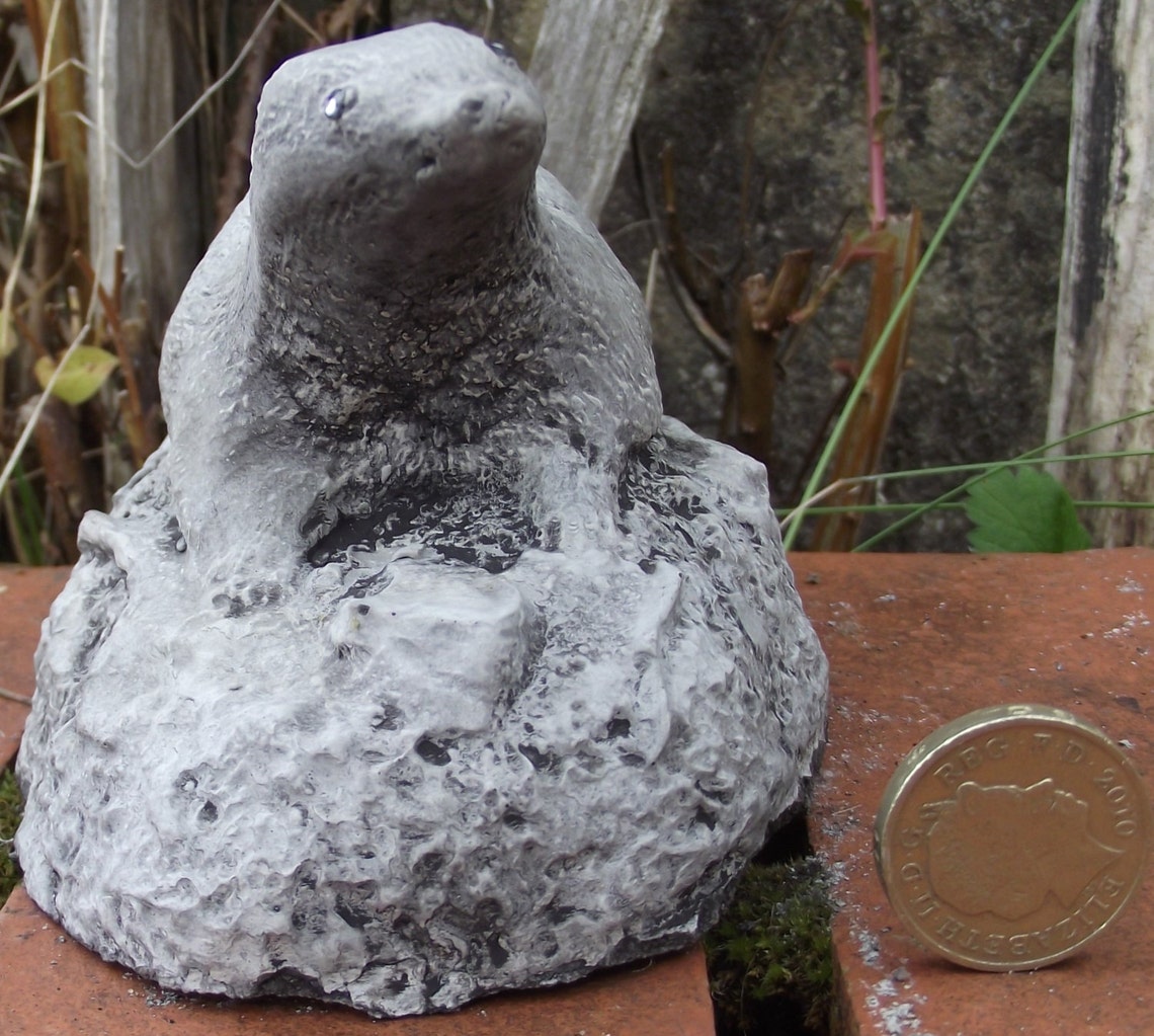 Small Badger on a Rock Stone Garden Ornament Hand Cast - Etsy