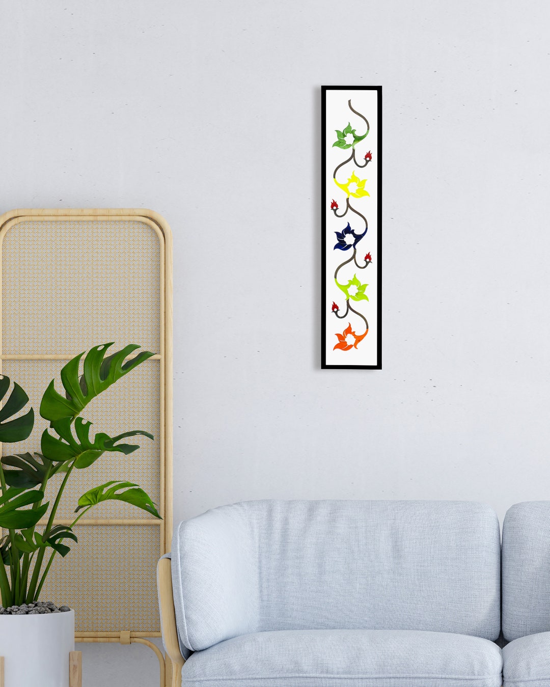 Hand Crafted Marble Inlay Unique Wall Decor Floral Leafy Pattern With ...