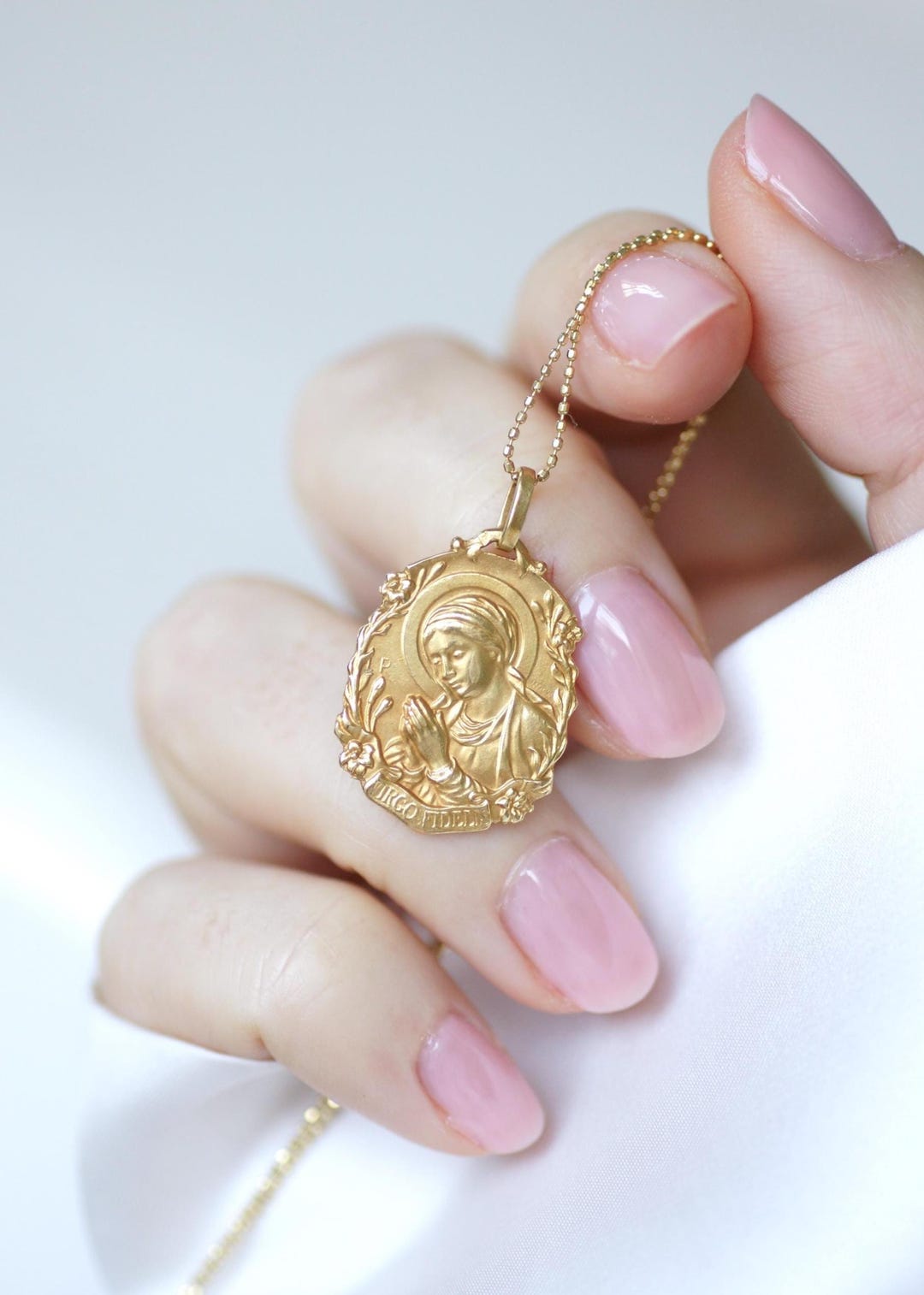 Antique Medal of the Virgin Mary Virgo Fidelis in Yellow Gold - Etsy