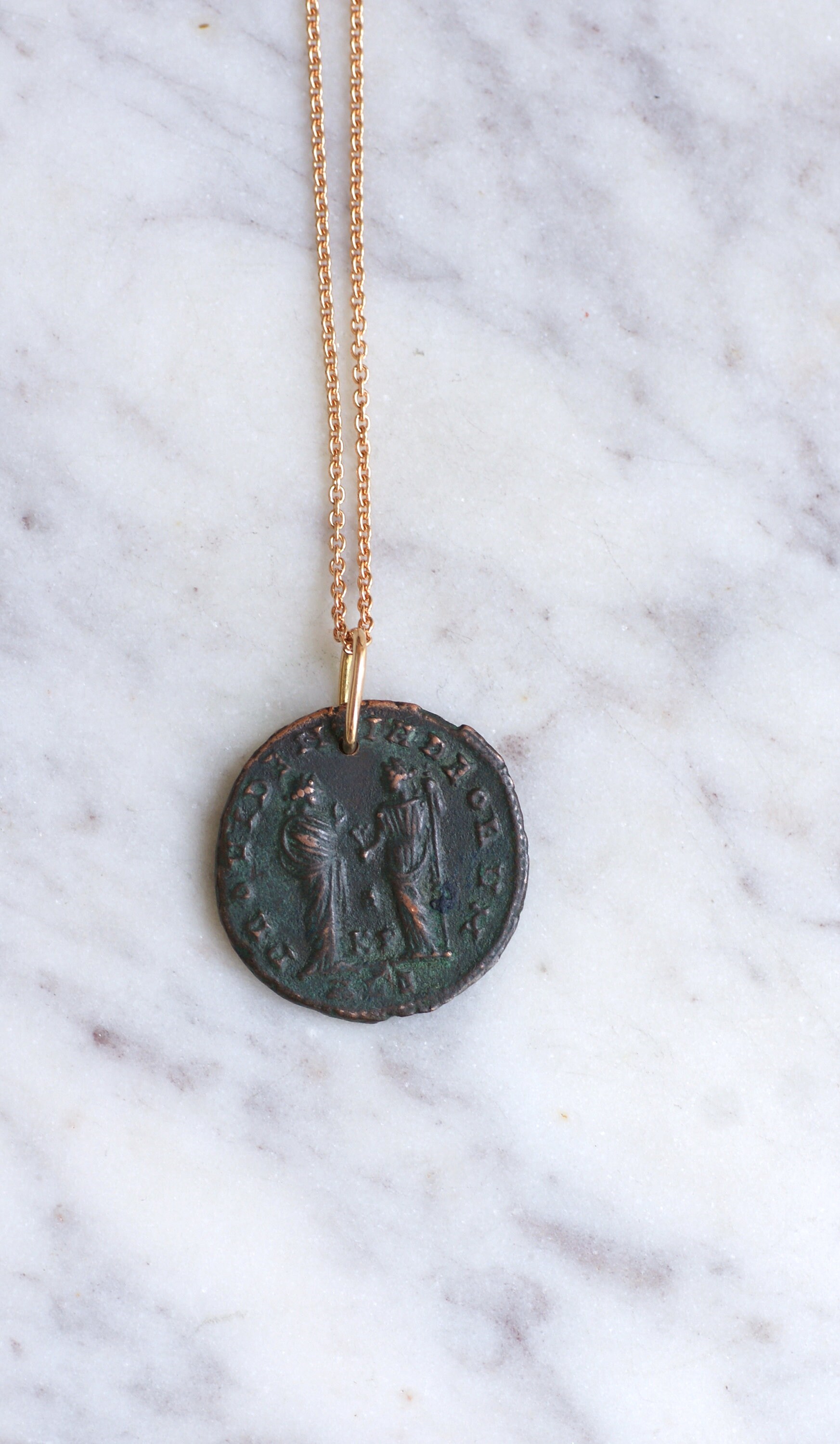 Ancient Roman Copper Coin Pendant Necklace Diocletian Rose - Etsy