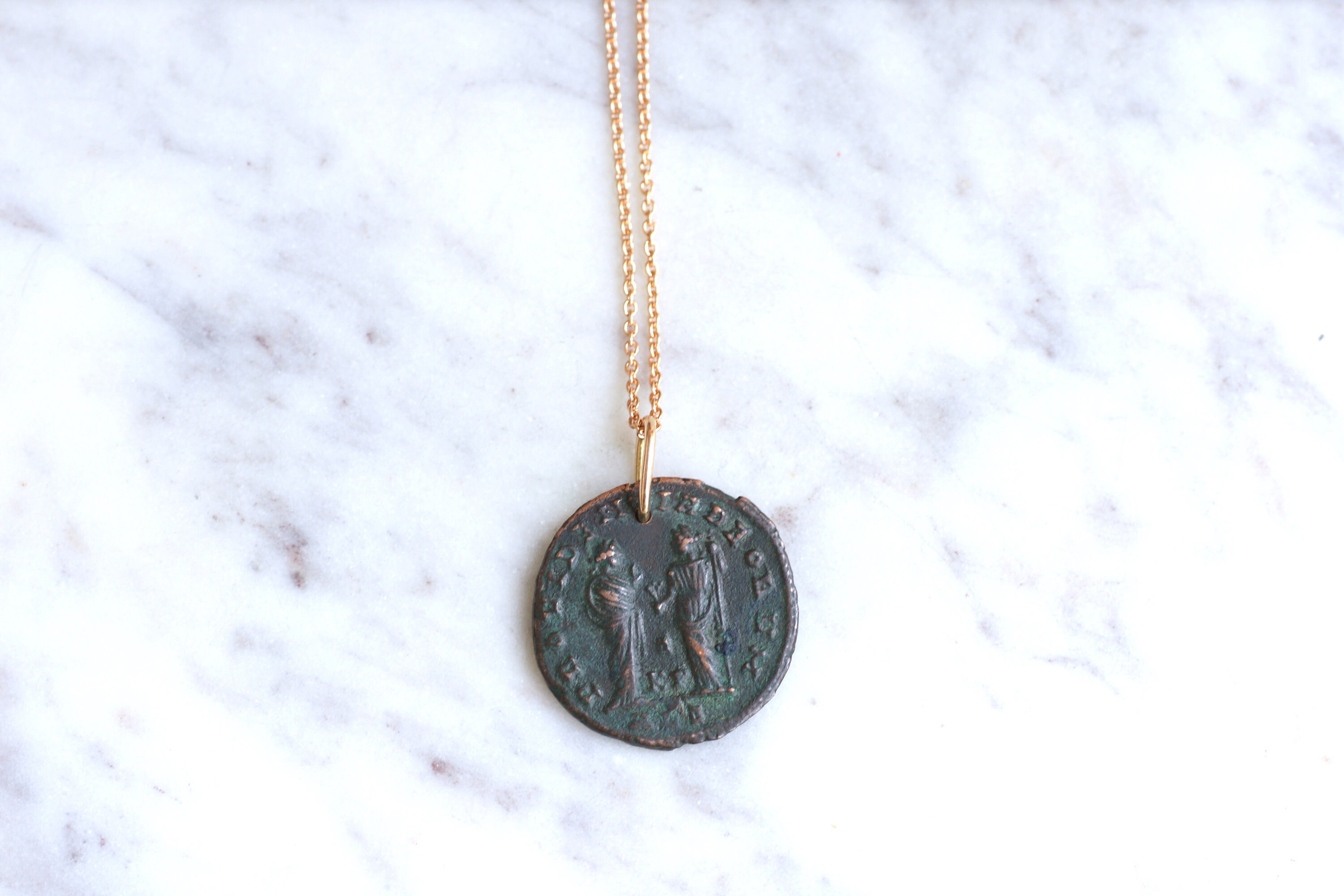 Ancient Roman Copper Coin Pendant Necklace Diocletian Rose - Etsy