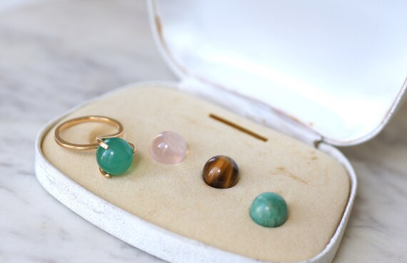 Vintage gold ring, interchangeable stones - Gem