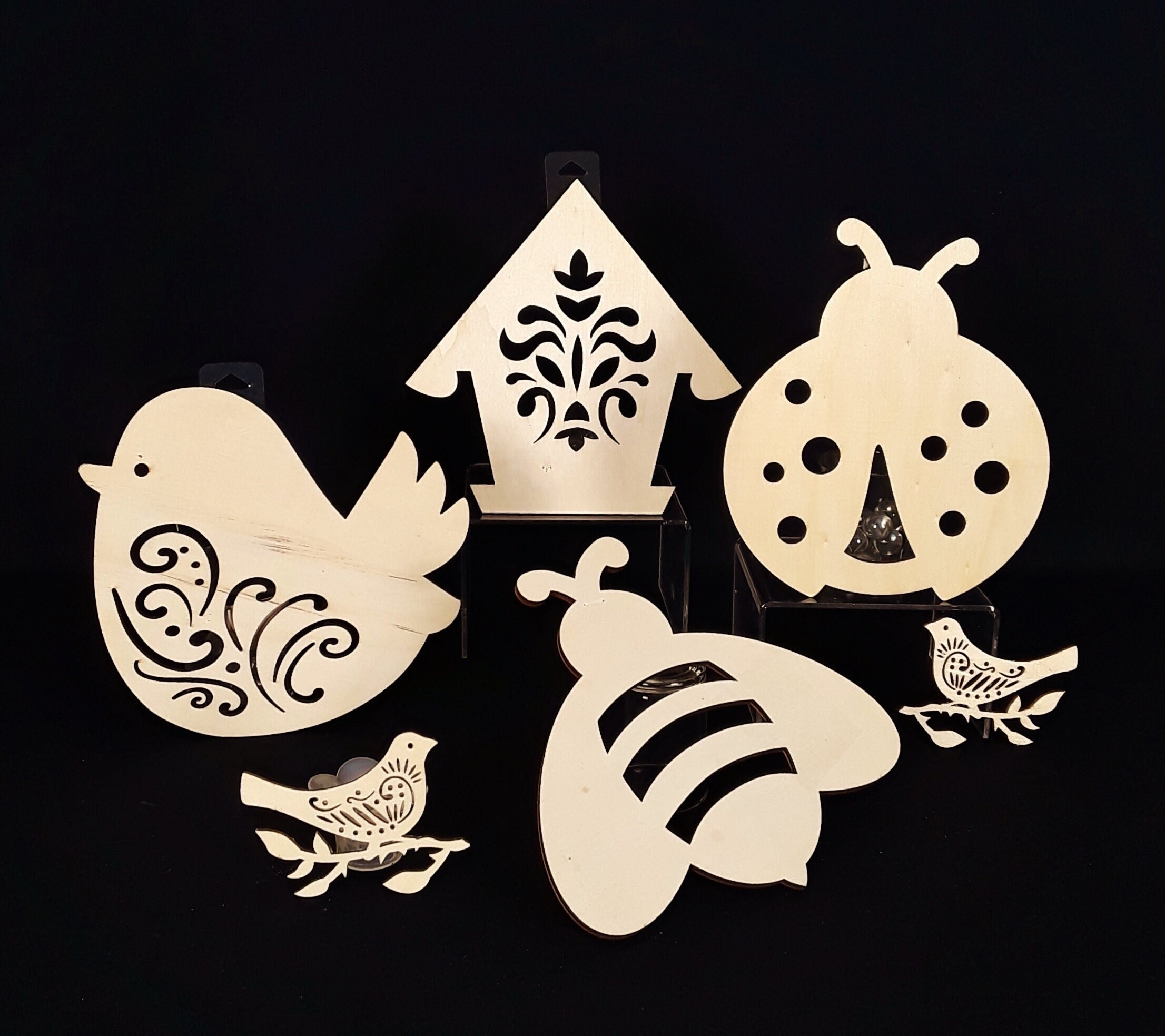Papercraft Craft Supplies & Tools Set of 6 Assorted Wooden Cutouts ...