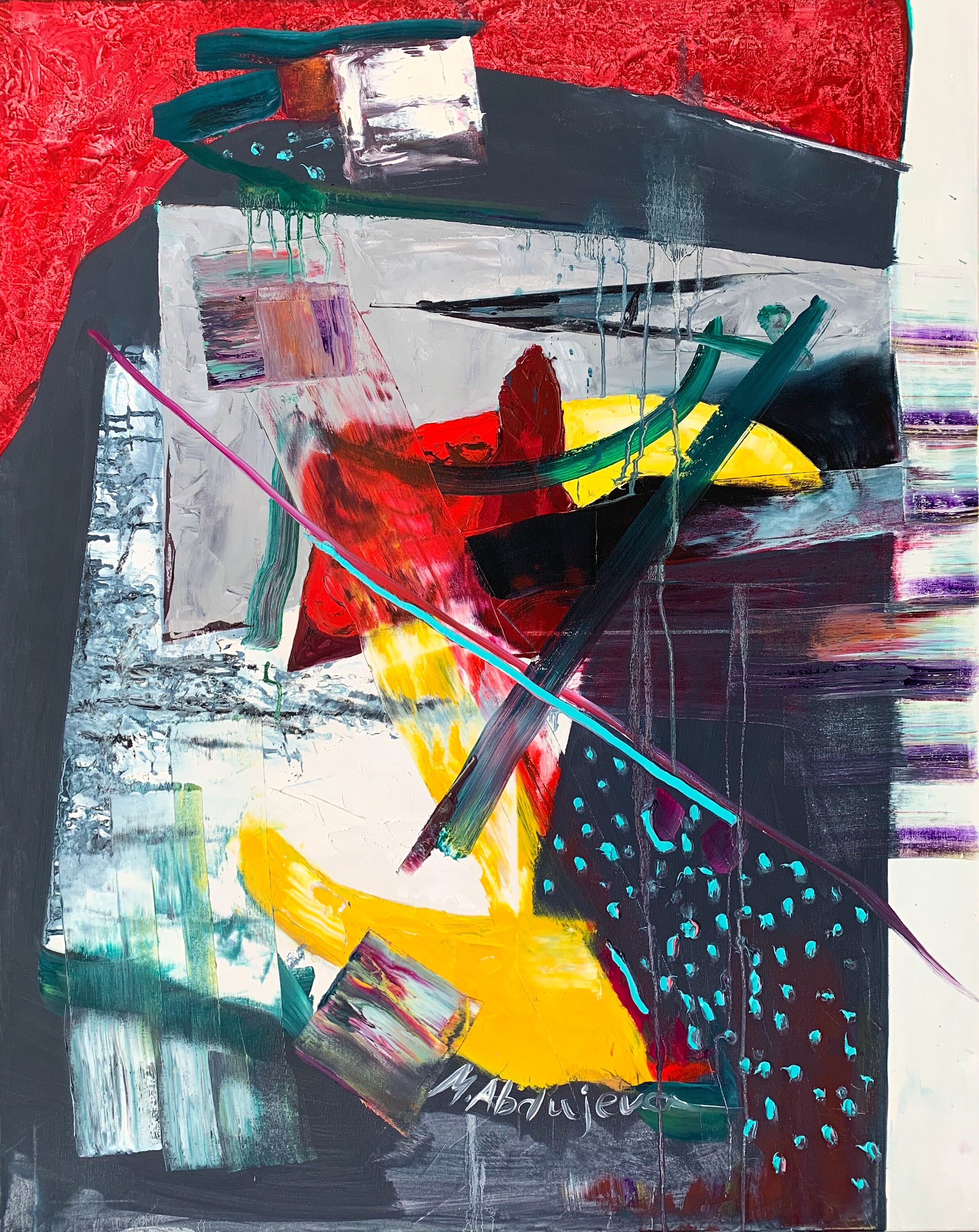 Two Bananas, Abstract Modern Original Painting, Large Canvas Wall Art ...