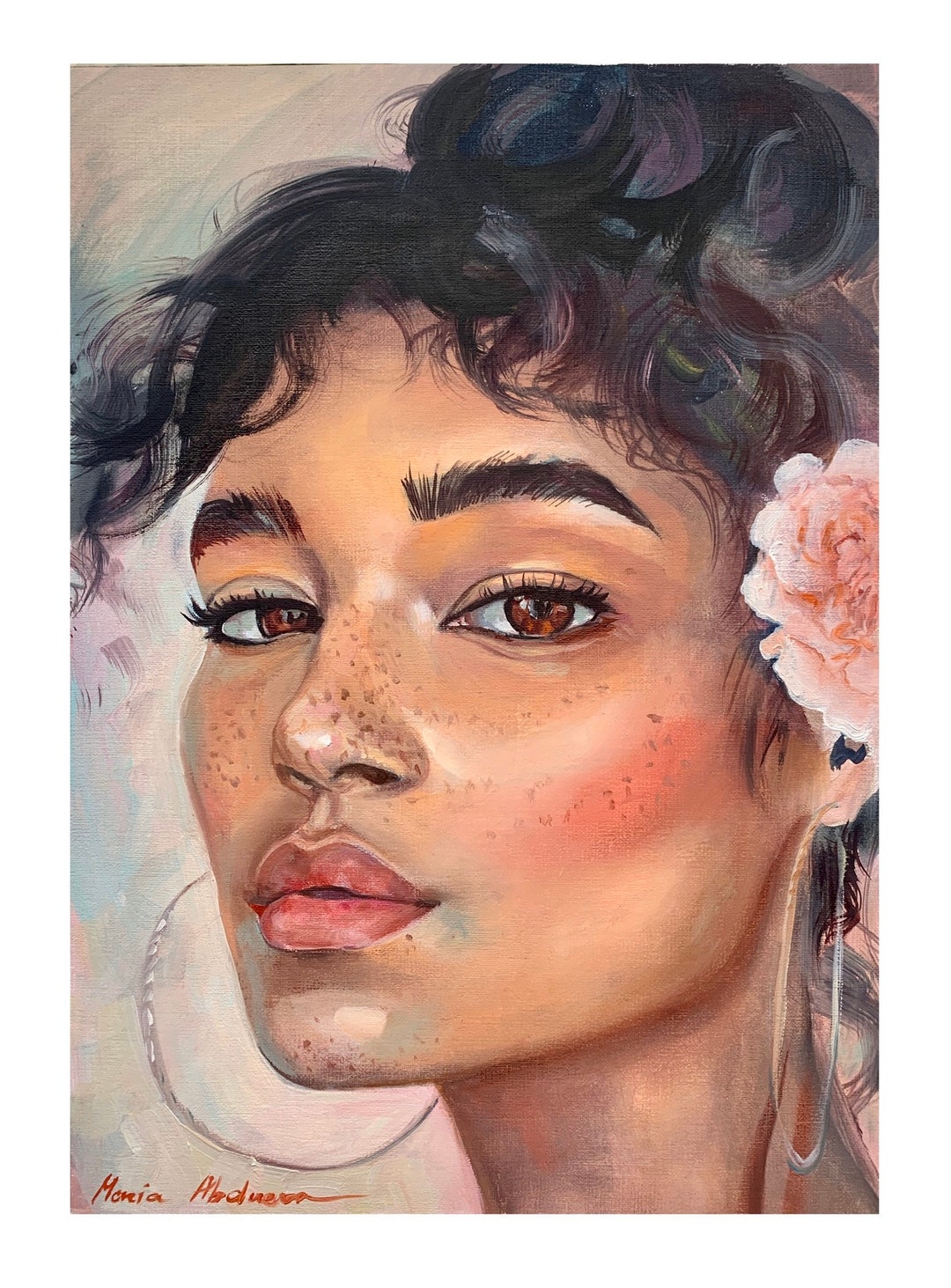 Girl Portpait Modern Painting, Wall Art Home Decor, Oil on Paper, Maria ...