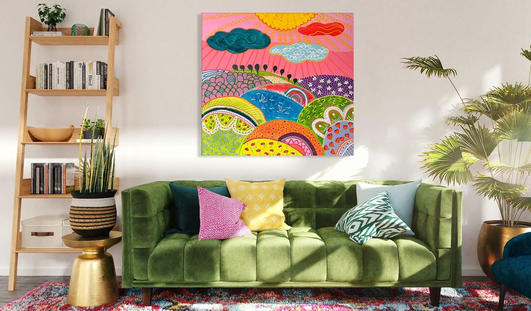 39x39 In/ 100x100cm Large Abstract Art, Vivid, Bright, Large Wall Decor ...