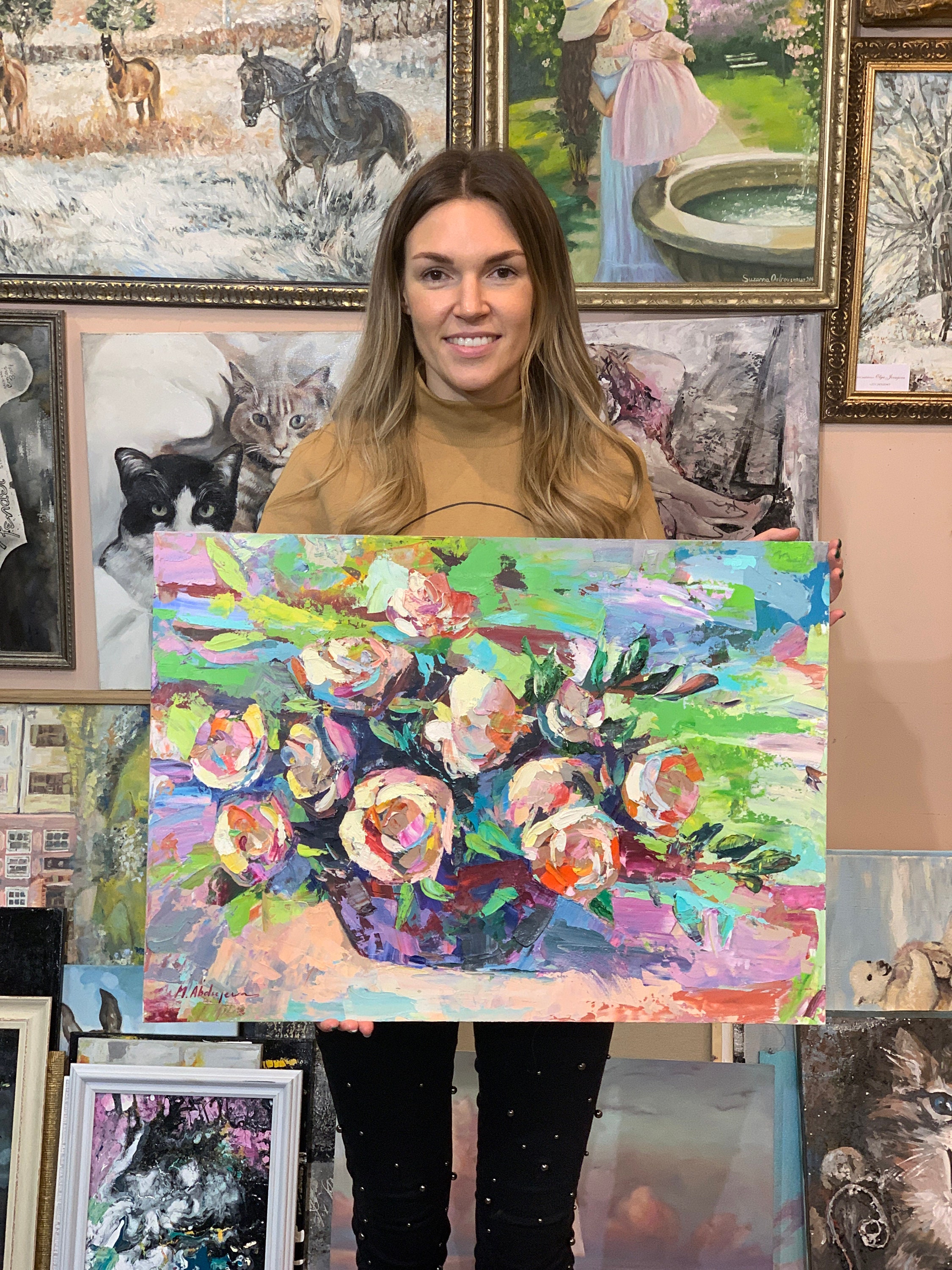 Expressionism Roses Original Painting Wall Art Home Decor - Etsy