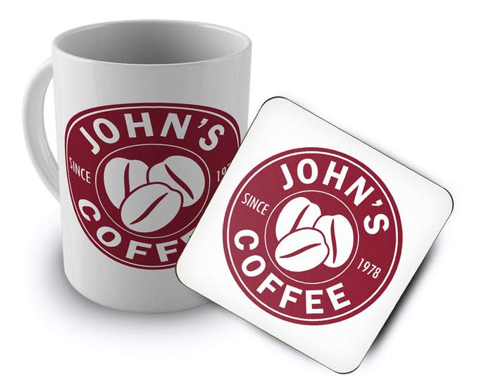 Personalised Costa Coffee Theme Mug & Coaster - Customised Novelty Gift ...