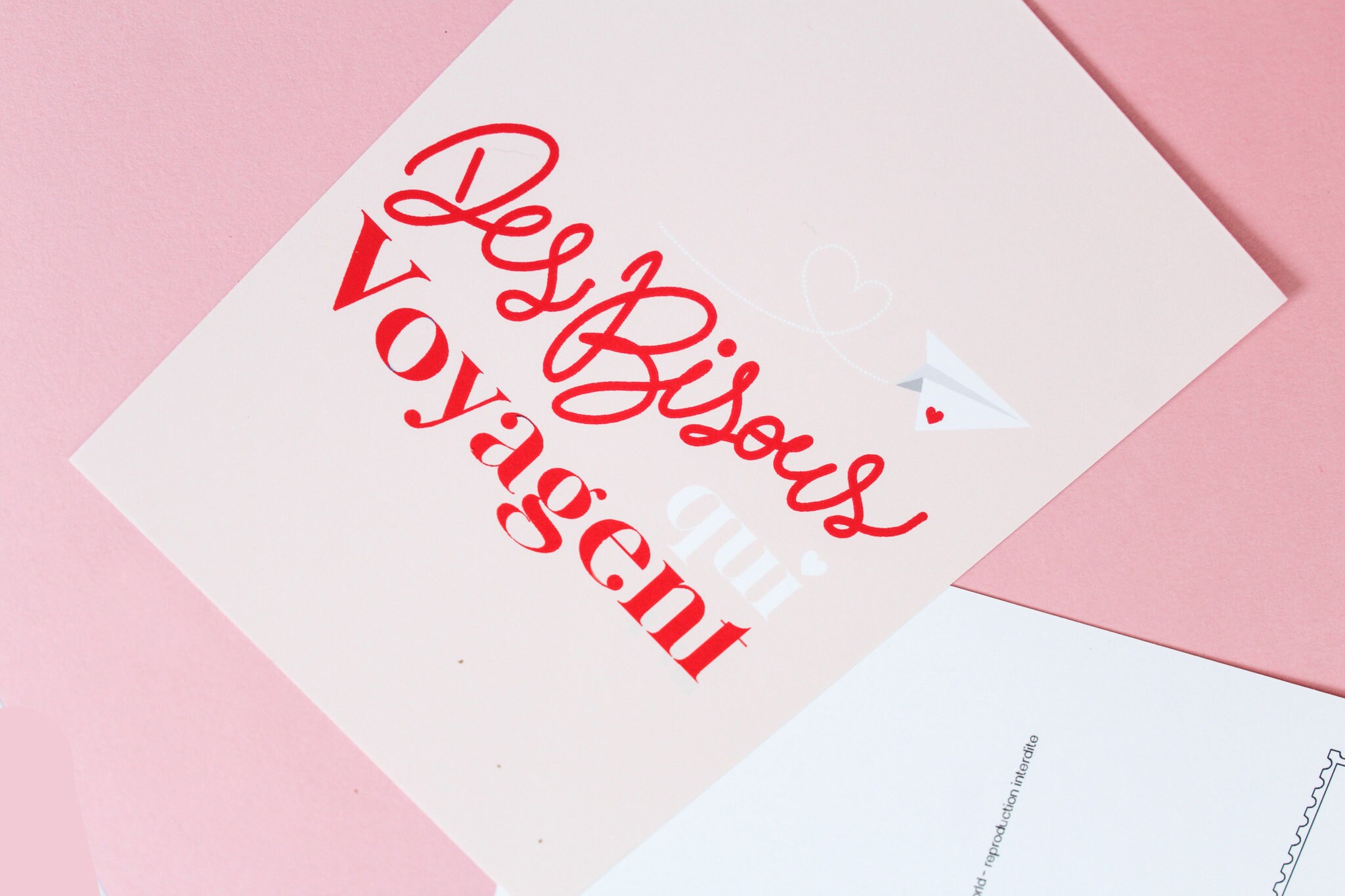 Carte postale : des bisous qui voyagent avec message personnalisé - Etsy France