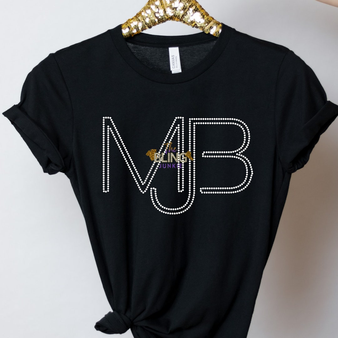 MJB Logo Bling T-shirt, Mary J Blige T-shirt, Mary J Rhinestone Shirt ...