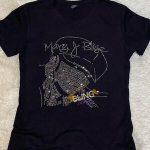 Mary J Blige Bling T-shirt, Mary J Blige T-shirt, Mary J Rhinestone ...