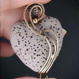 Lava Heart Bead Pendant in Antiqued Copper. My Own Design. One of a ...