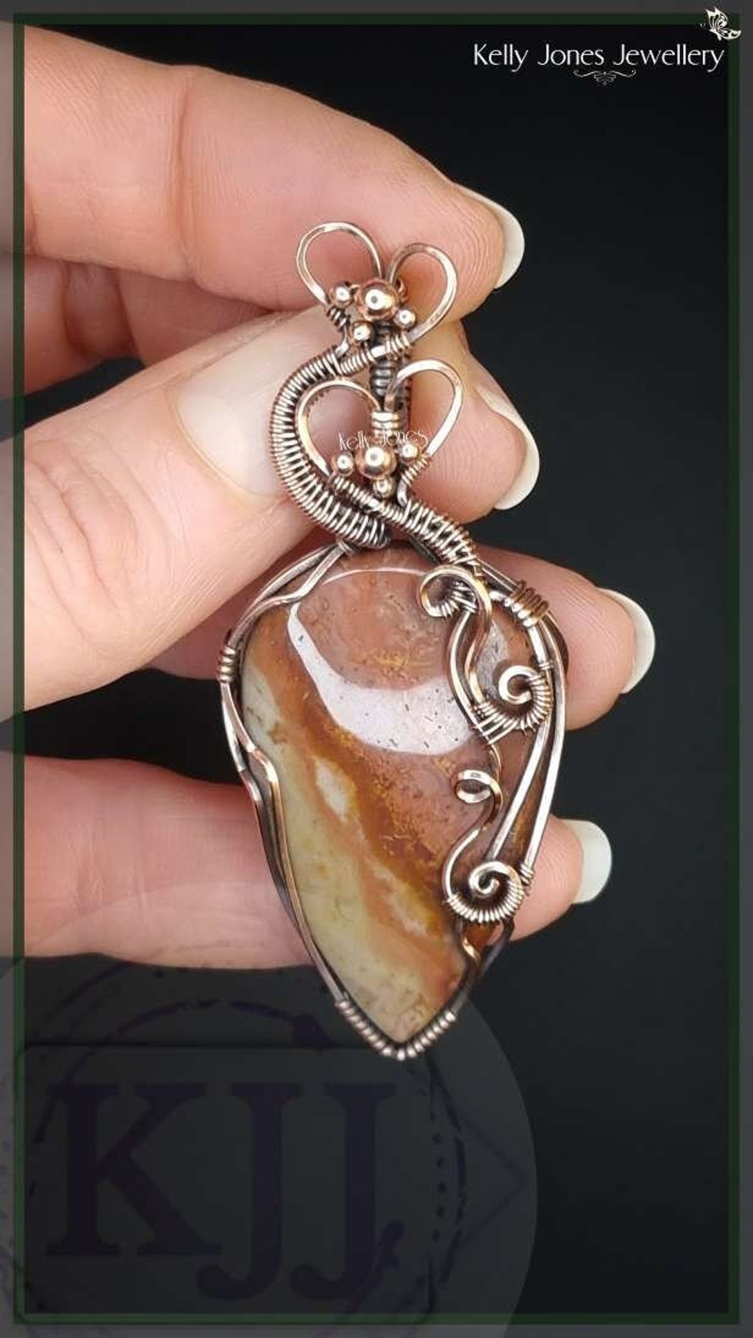 Heart Gemstone Pendant in Antique Copper. Unique Jewellery. - Etsy