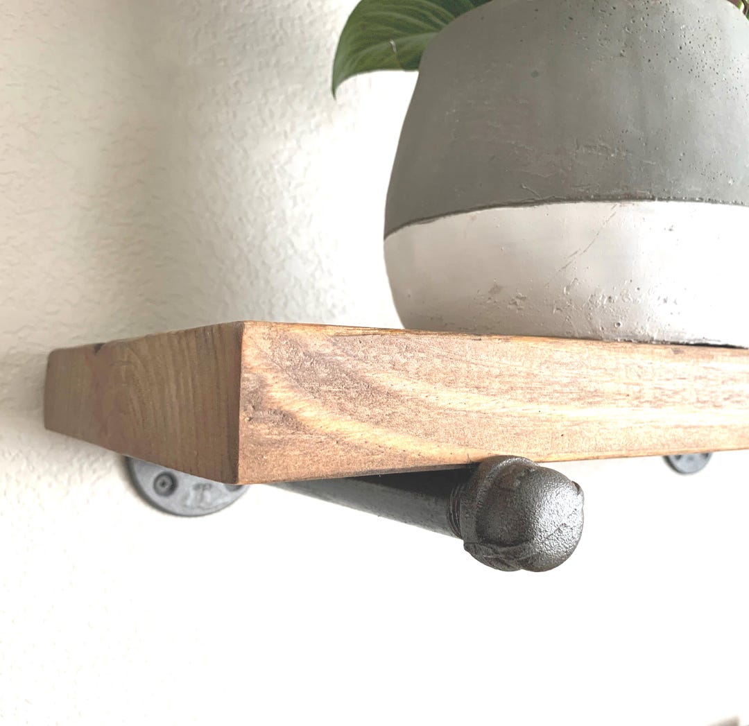 Rustic Floating Shelf: Pipe Bracket Farmhouse Decor, Kitchen & Bathroom ...