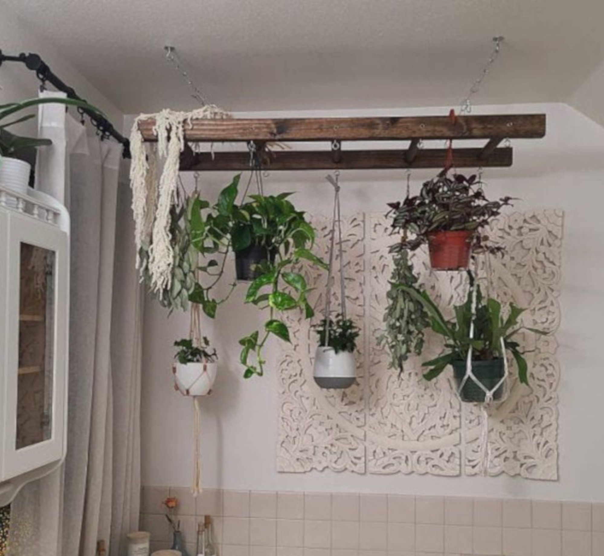 Bathroom Farmhouse Ladder Pot Rack Rustic Pot and Pan Holder - Etsy UK