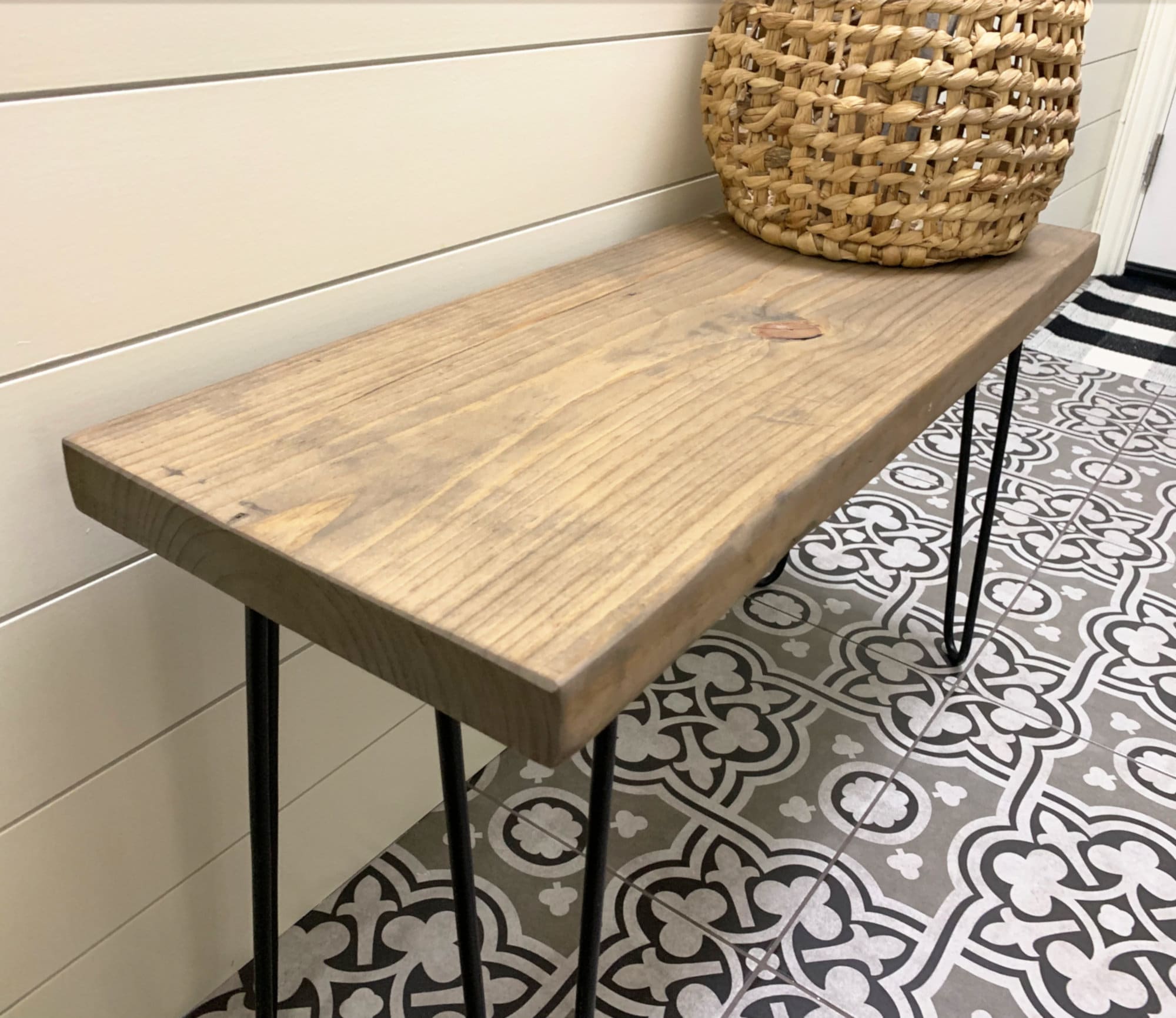 Narrow Farmhouse Bench 16 Long Rustic Wood Hairpin Leg - Etsy