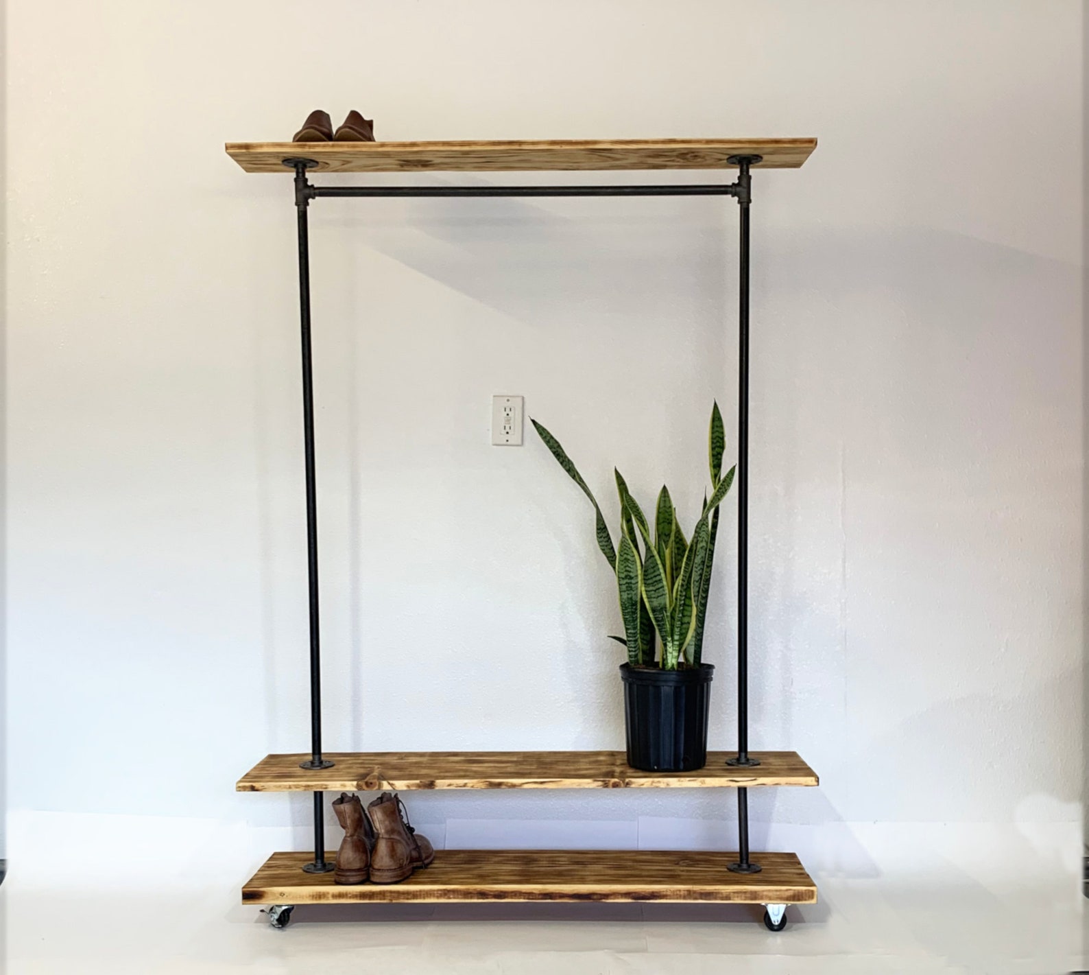 Industrial Garment Clothing Rack With Top and Bottom Rustic - Etsy