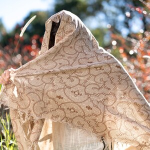 SHIPIBO Cotton Scarf Shawl Beige Sacred Pattern Festival - Etsy