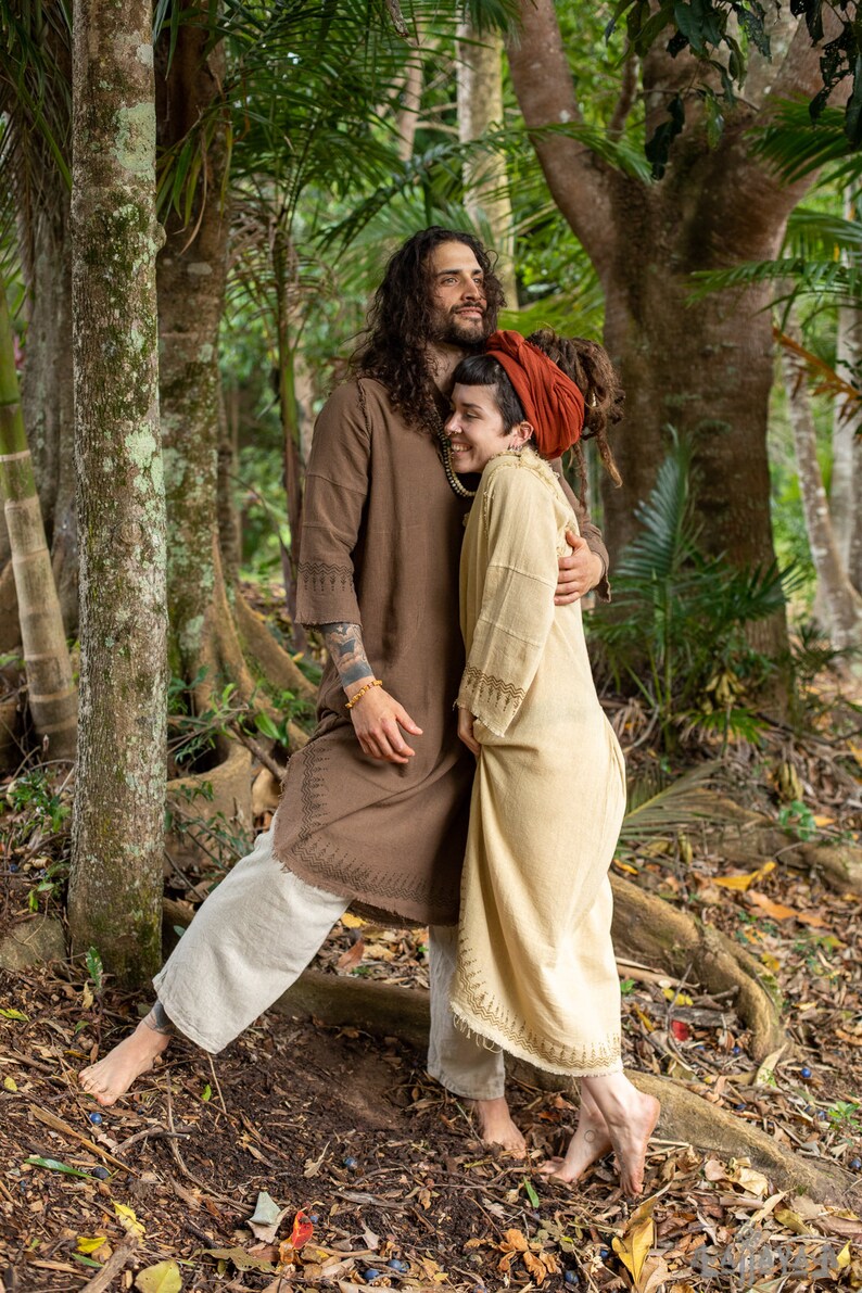 YOSEPH Brown Aramaic Gown Kurta Long Top Male Dress Shirt - Etsy