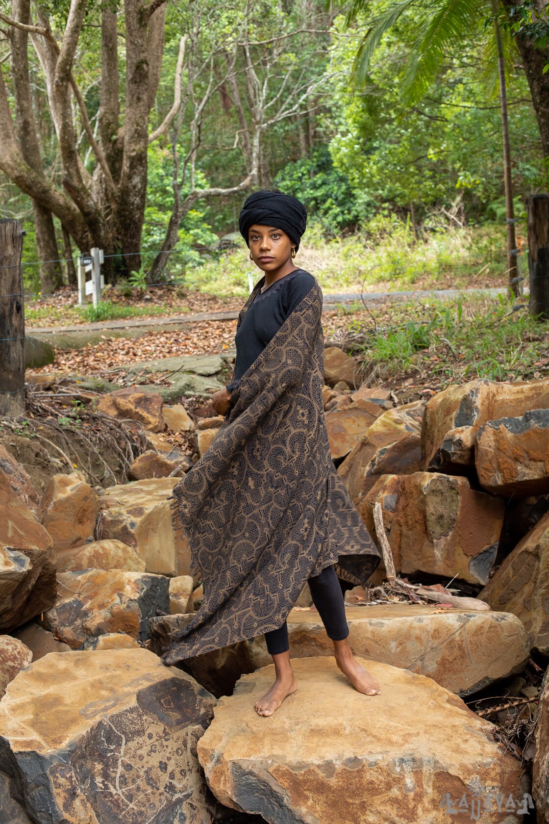SHIPIBO Black Gold Scarf Cotton Shawl Sacred Geometry Pattern - Etsy UK