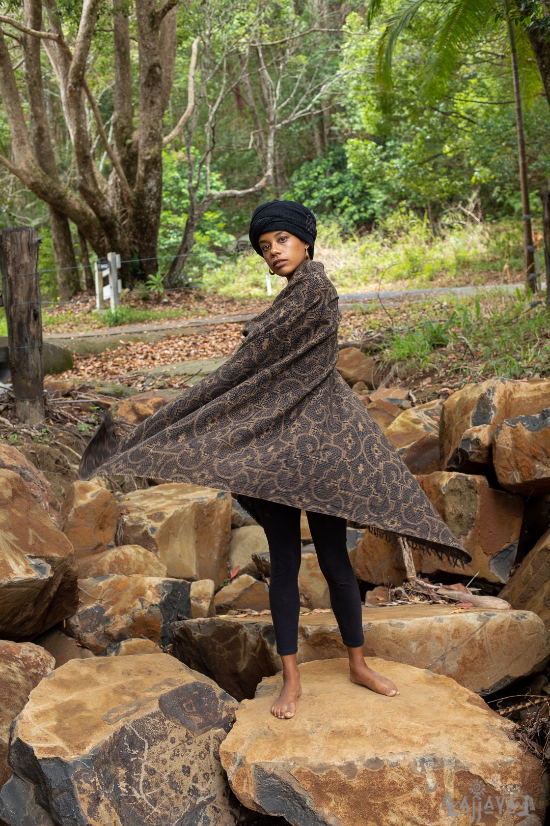 SHIPIBO Black Gold Scarf Cotton Shawl Sacred Geometry Pattern - Etsy UK