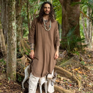YOSEPH Brown Aramaic Gown Kurta Long Top Male Dress Shirt Biblical ...