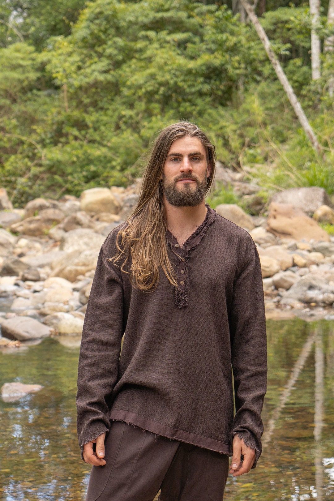 NEO Matrix Mens Brown Long Sleeve Top Handmade Apocalyptic Shirt Gypsy ...