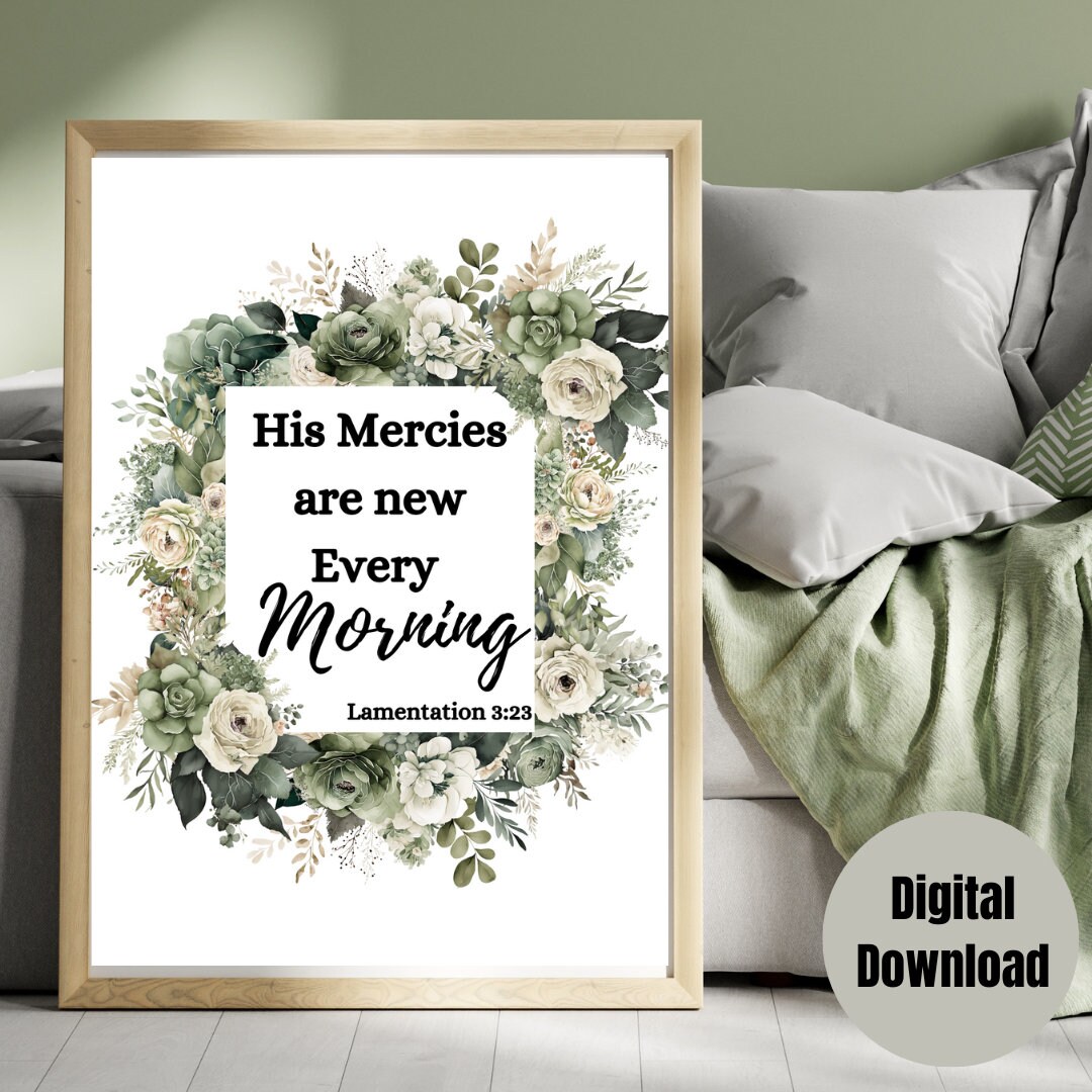 His Mercies Are New, Printable Wall Art, Christian Women Gift ...