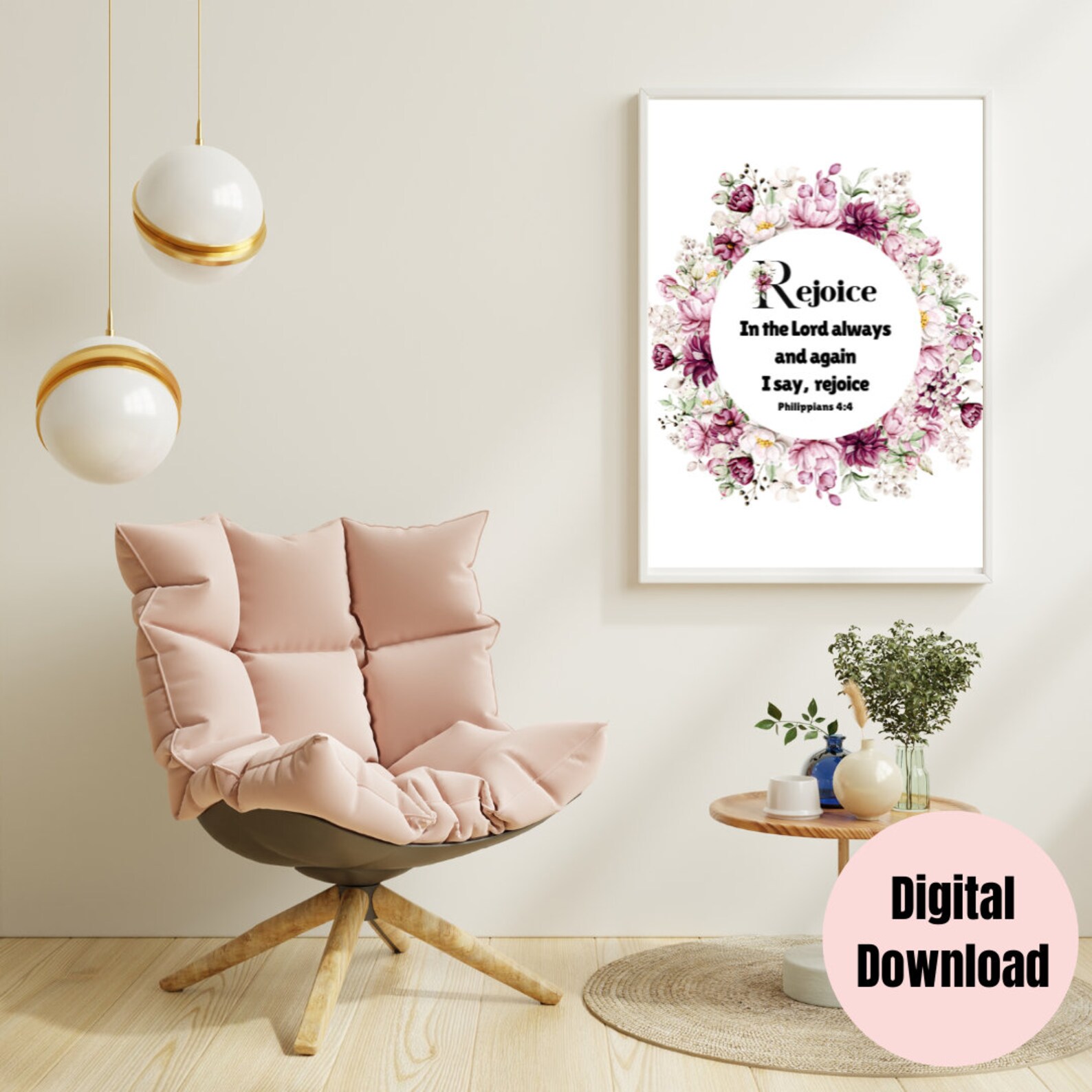 Rejoice in the Lord Always Printable Wall Art, Philippians 4:4 ...