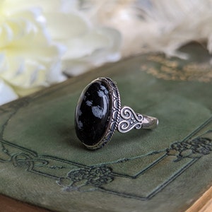 Snowflake Obsidian Ring Obsidian Ring 925 Sterling Silver - Etsy