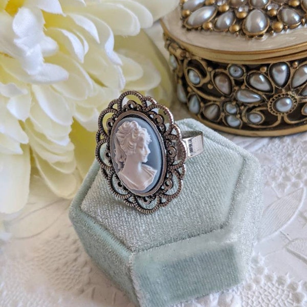 Blue Cameo Ring - Etsy